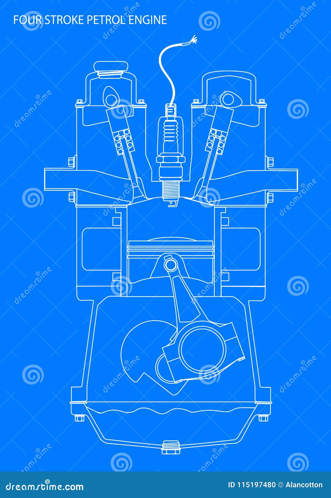 Engine Line Drawing Blueprint Stock Vector - Illustration of engine ...