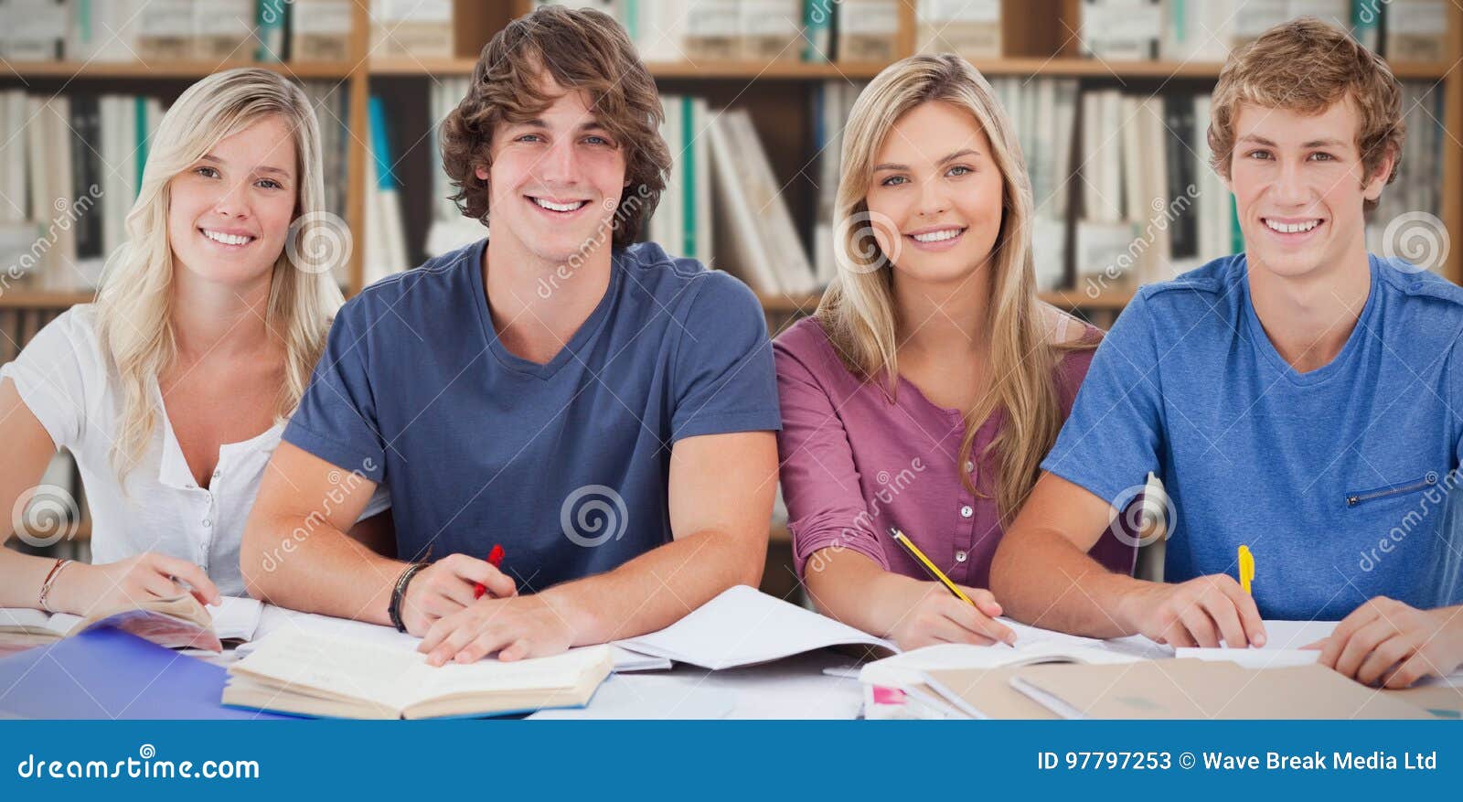 Composite Image of Four Students Looking at the Camera Stock Image ...