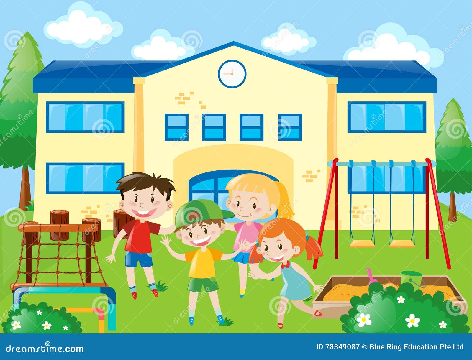 School Playground Fun Isolated Cartoon Vector Illustration Set ...