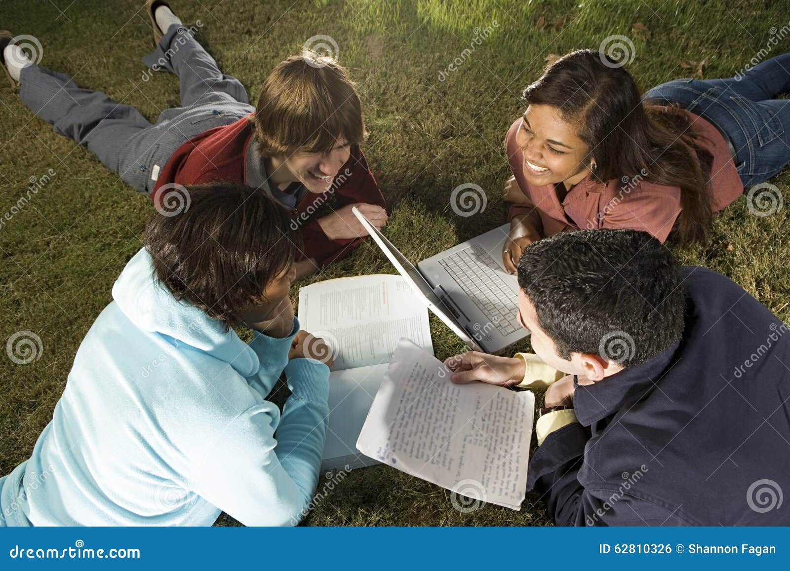 Four Students Studying Outdoors Stock Photo - Image of black, good ...