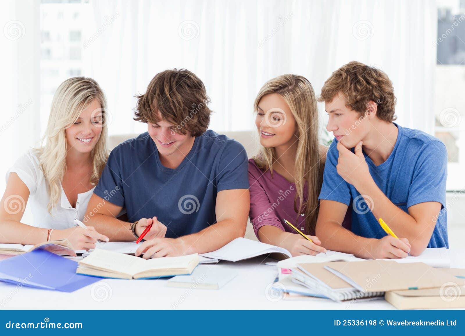 Four Students Trying To Get the Answer Stock Photo - Image of male ...
