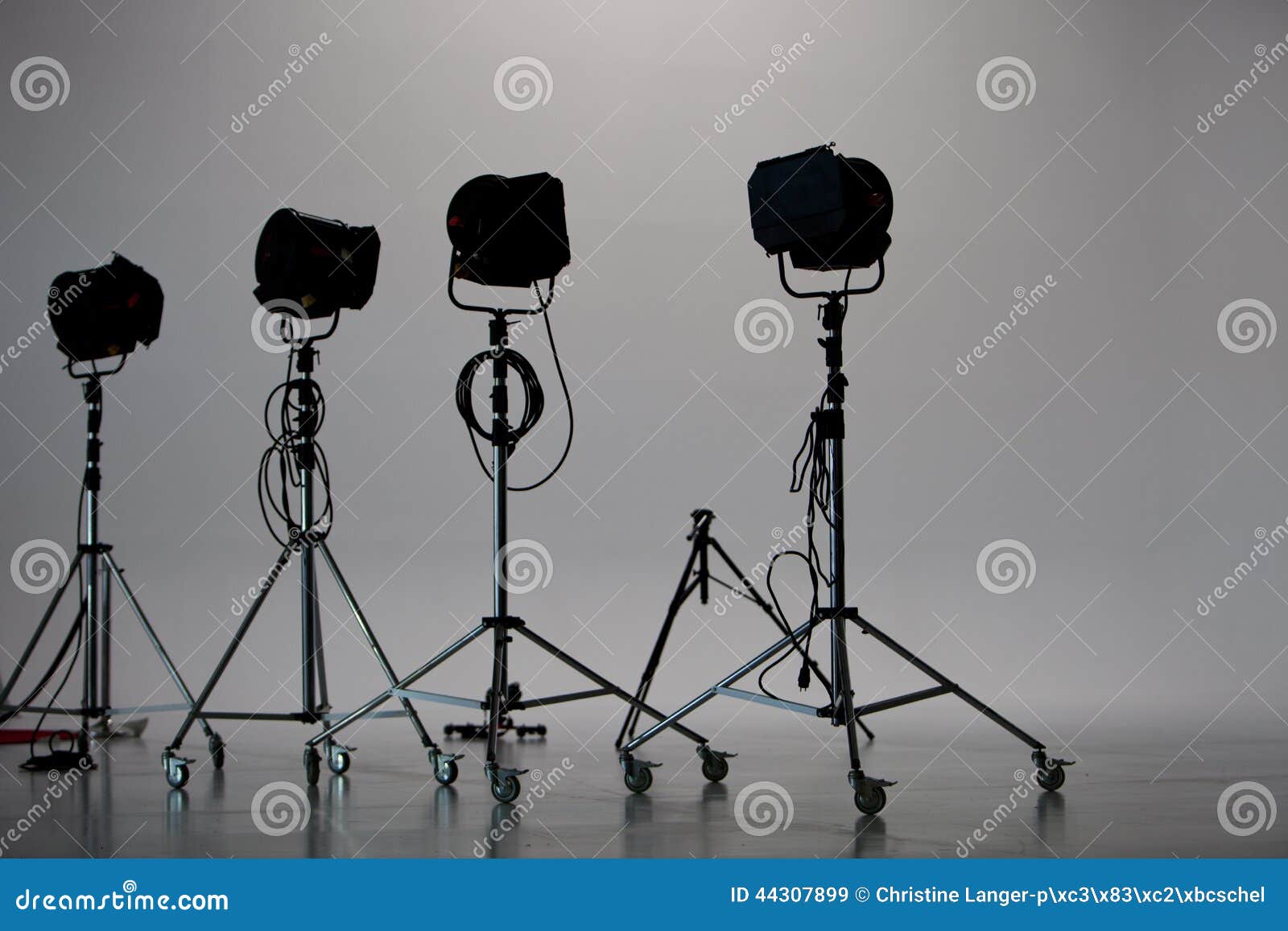 Four Studio Lights in Studio Stock Image - Image of spots, electric ...