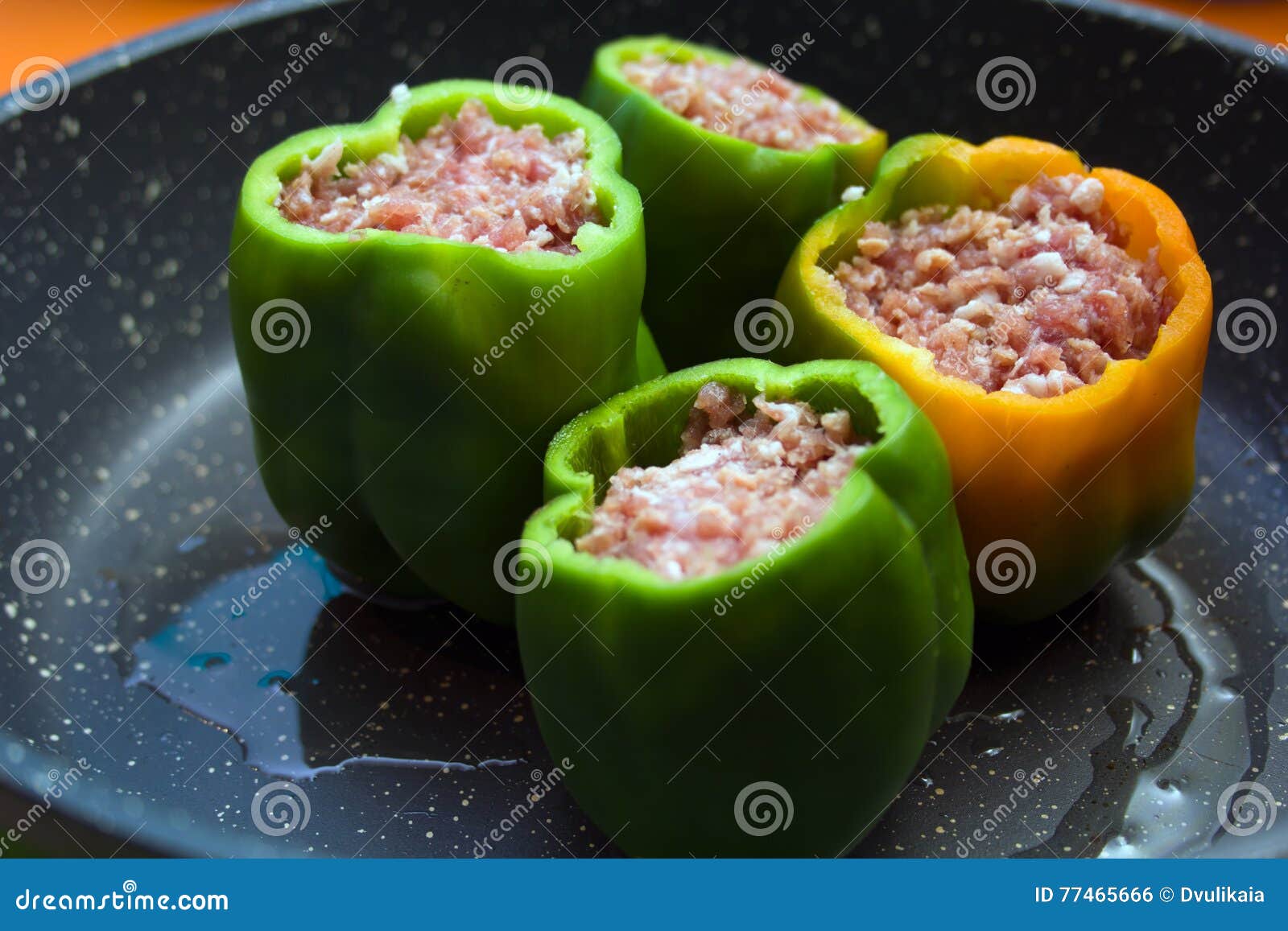 Four Stuffed with Minced Pepper Stock Photo - Image of menu, frying ...
