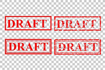 Four Style Red Rubber Stamp Effect, Draft at Transparent Effect ...