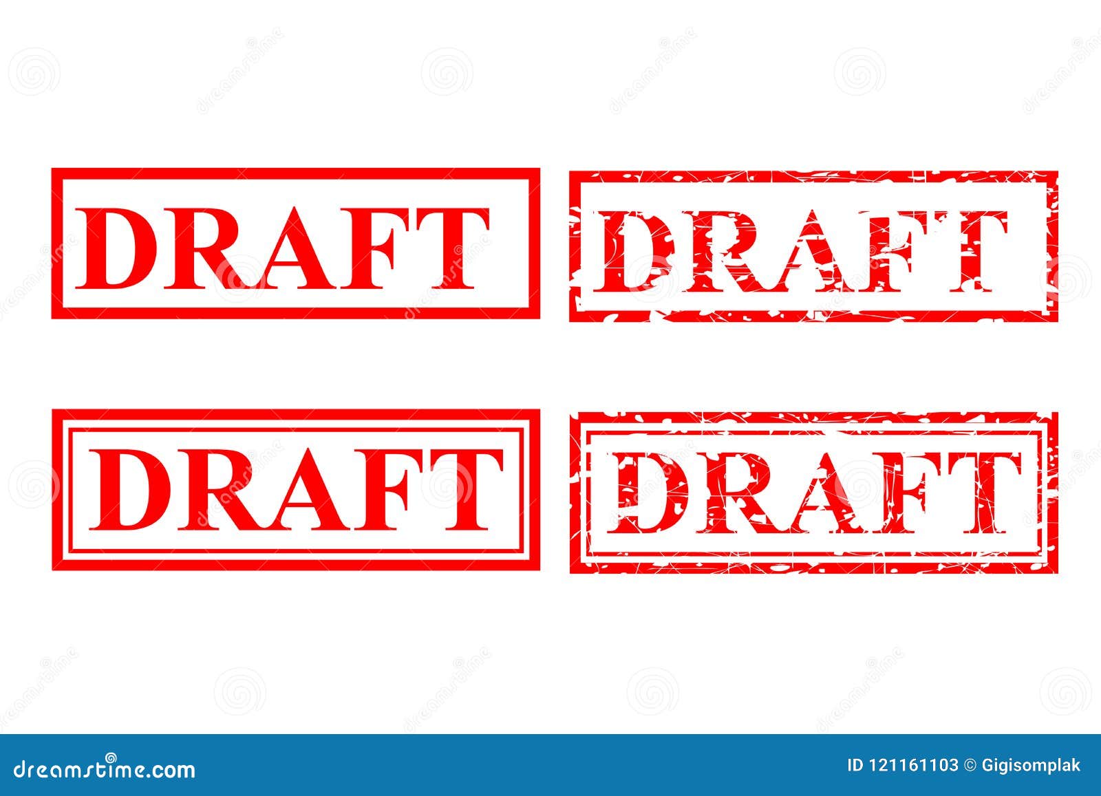 Four Style Red Rubber Stamp Effect, Draft Stock Vector - Illustration ...