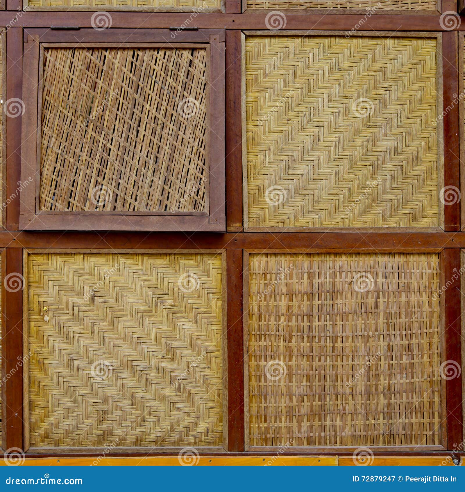 Four Styless of Bamboo Woven Windows with Wooden Edge Background Stock ...