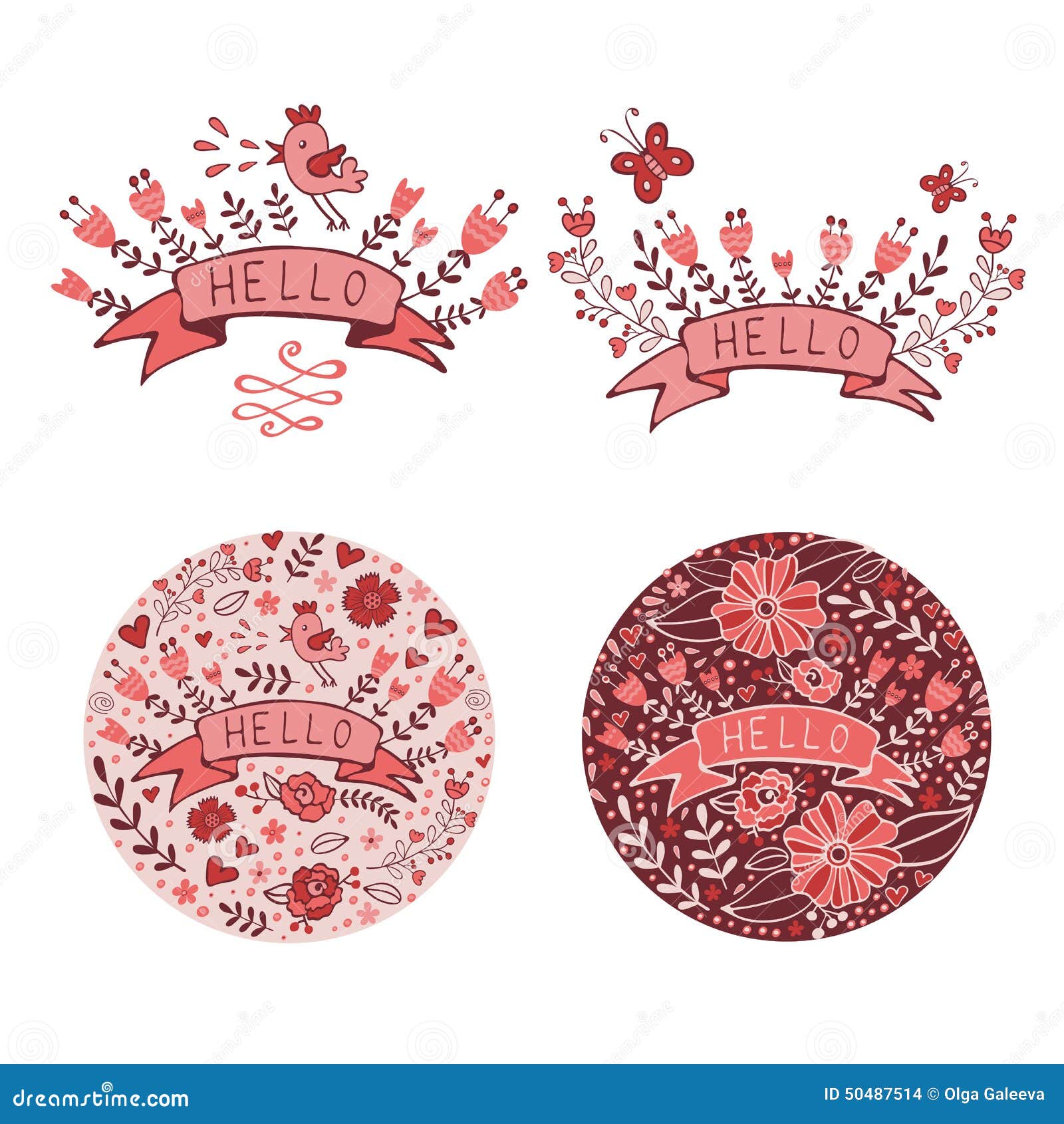 Four stylish hello banners stock vector. Illustration of greeting ...