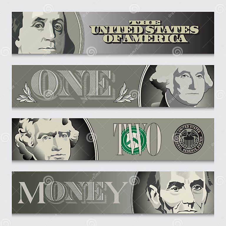 Four Stylized Money Banners Stock Vector - Illustration of green ...