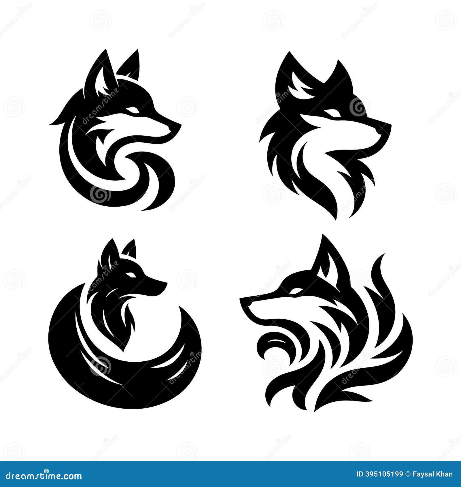 Stylized Wolf Head Illustration Black And White Vector Art Perfect For ...