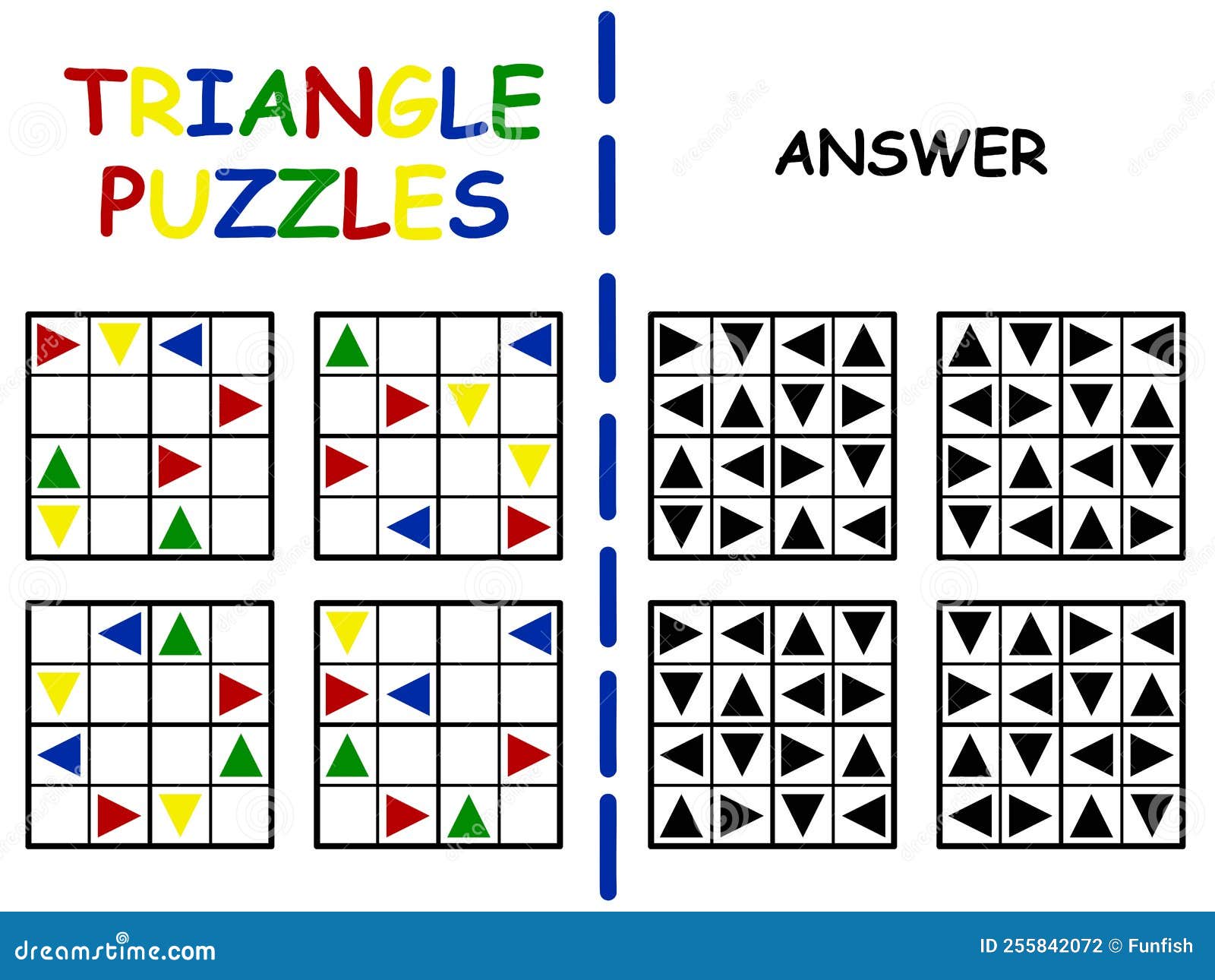 Four Sudoku Games With The Answer Vector Illustration Stock Vector