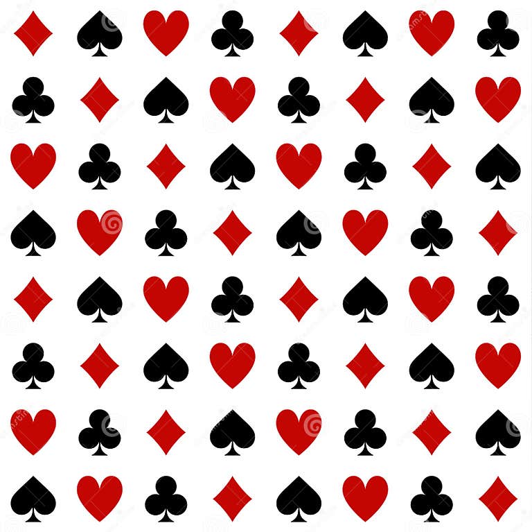 Four Suits of Cards Pattern on a White Background Stock Vector ...
