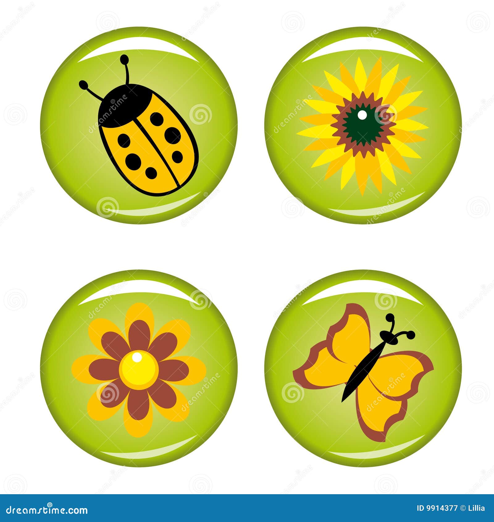 Four Summer Buttons for Your Design Stock Vector - Illustration of ...