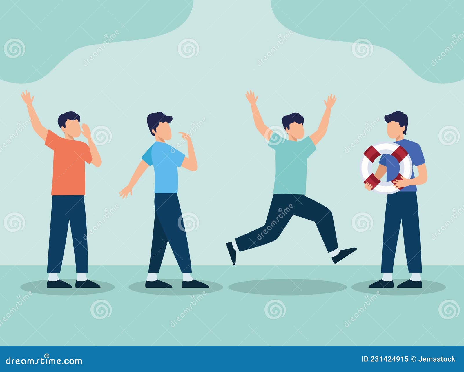 Four Support Persons Characters Stock Vector - Illustration of together ...