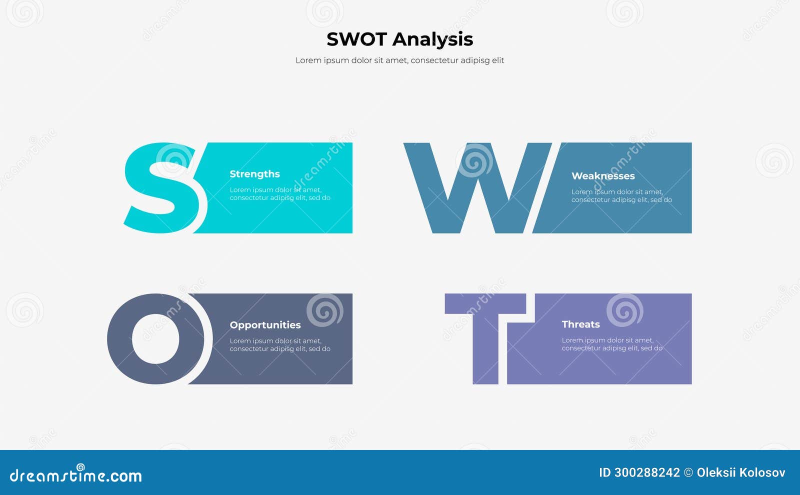 Four SWOT Analysis Banners with Text Box. Infographic Template ...