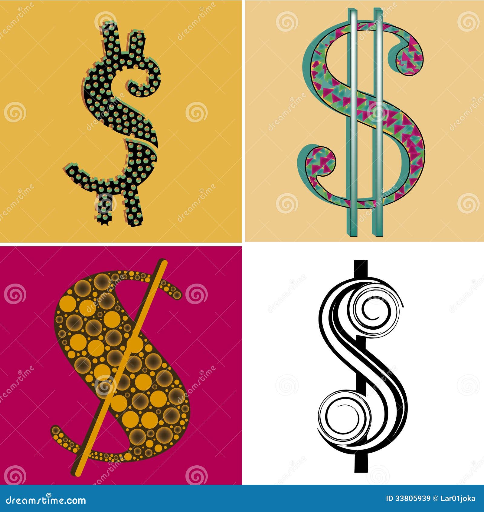 Four symbols of money stock vector. Illustration of currency - 33805939