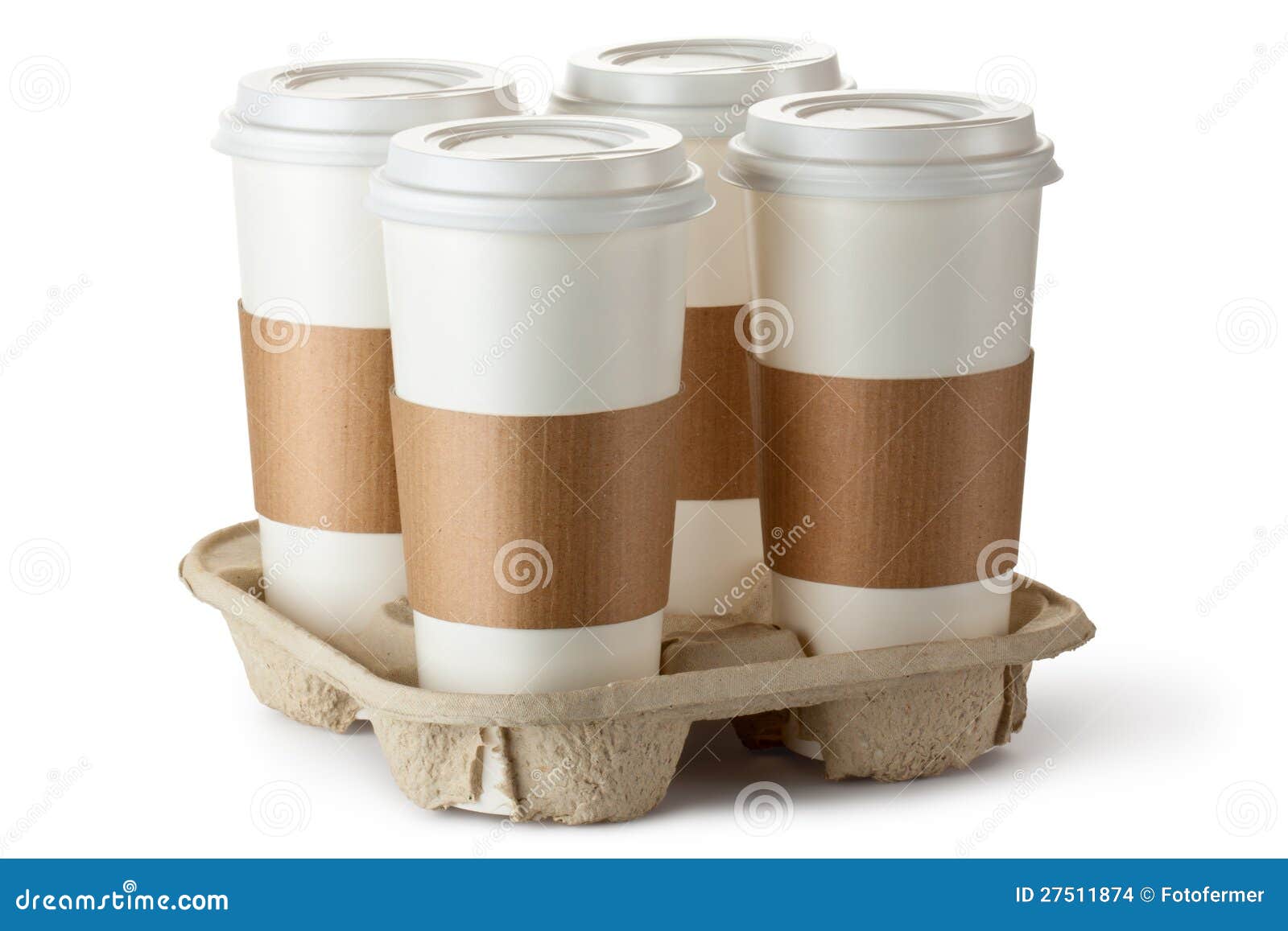 Four Take-out Coffee in Holder Stock Photo - Image of coffee, heat ...