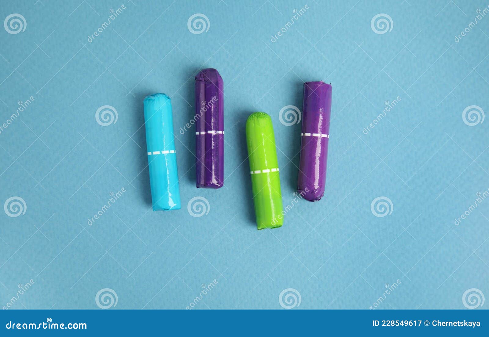 Four Tampons on Turquoise Background, Flat Lay Stock Image - Image of ...