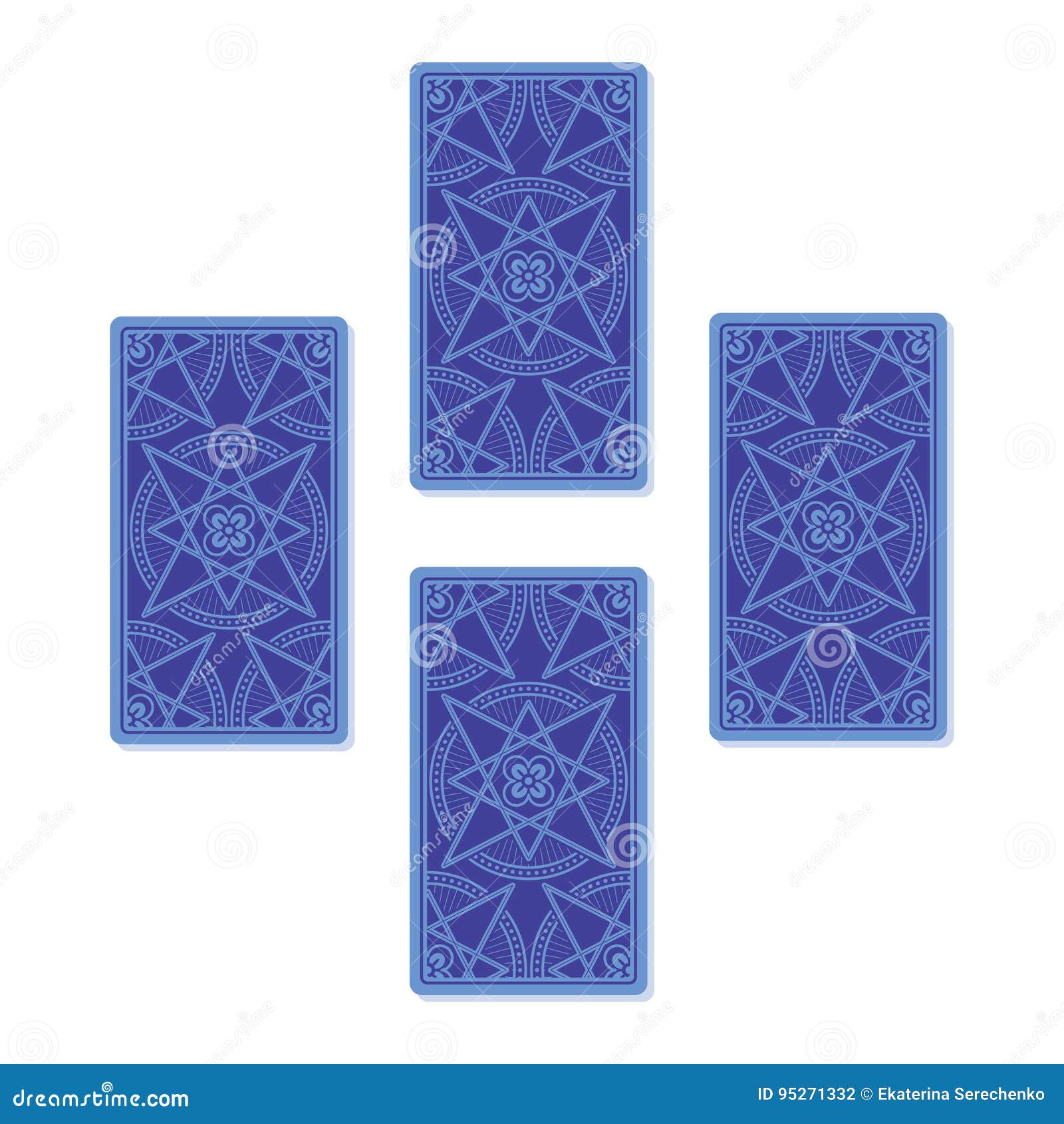 Four Tarot Card Spread. Reverse Side Vector Illustration ...
