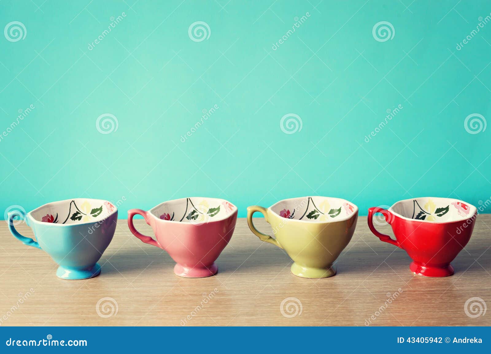 Four Tea Cups stock photo. Image of authentic, colorful - 43405942