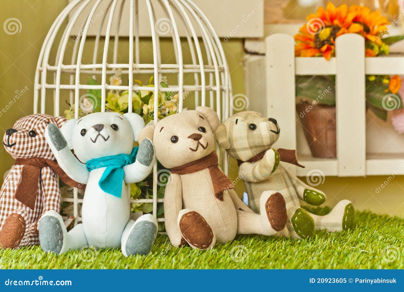 Four teddy bears stock image. Image of pretty, sitting - 20923605