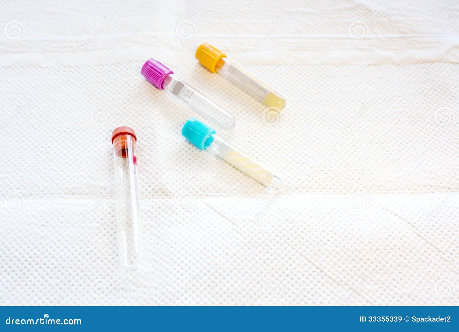 Four Test Tubes on a Disposable Pad Stock Image - Image of white, dying ...