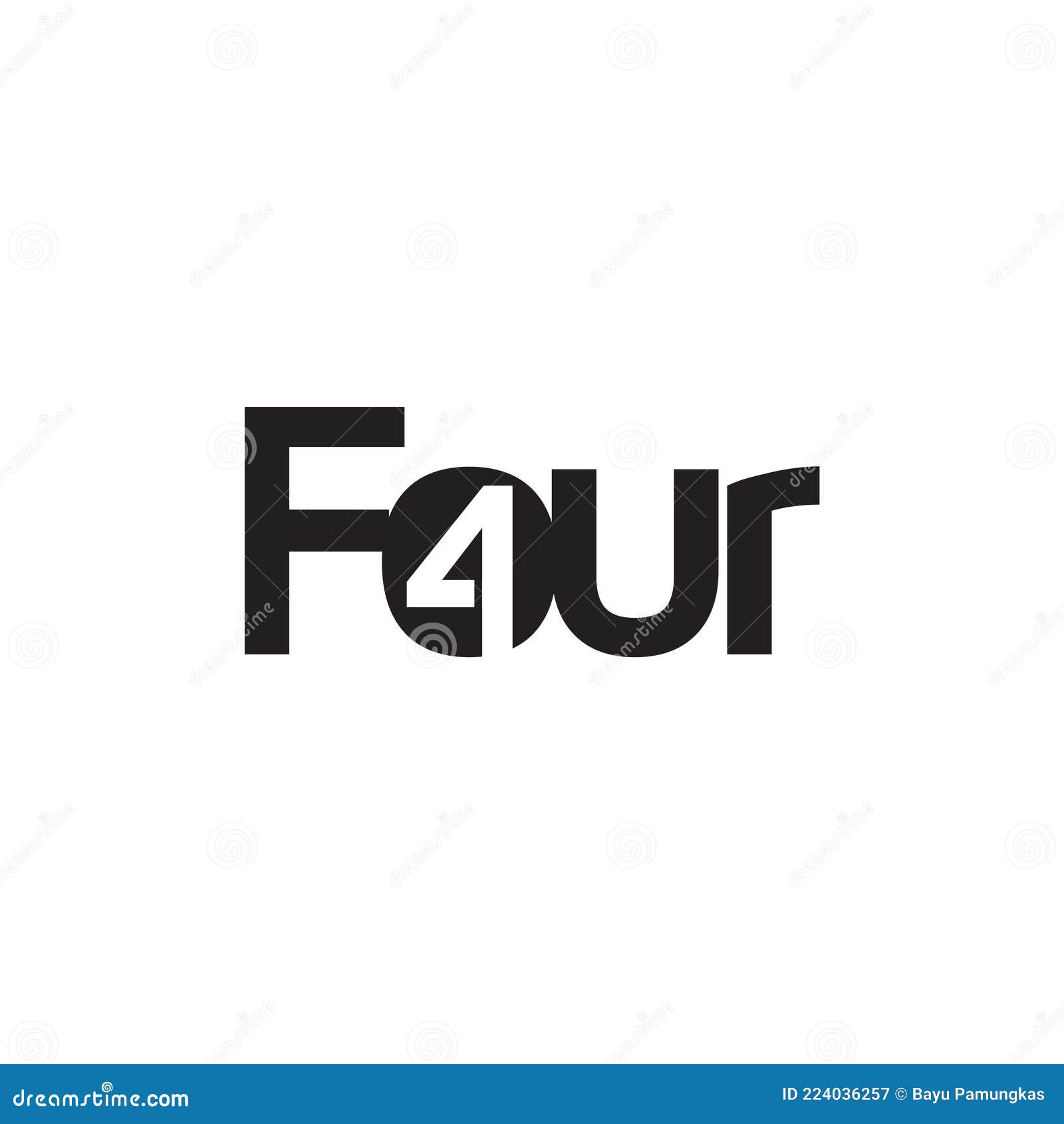 Four Text Logo Vector Template. Number Logo Text Element Stock Vector ...