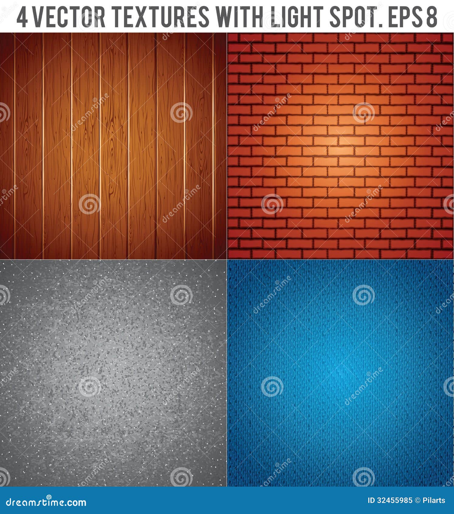 Four Textures with Light Spot. Vector Background Stock Vector ...