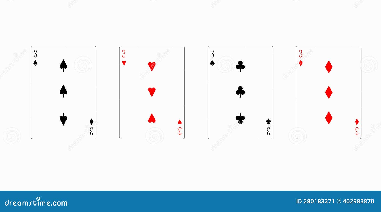 Four Threes in Poker. Vector Stock Vector - Illustration of four ...