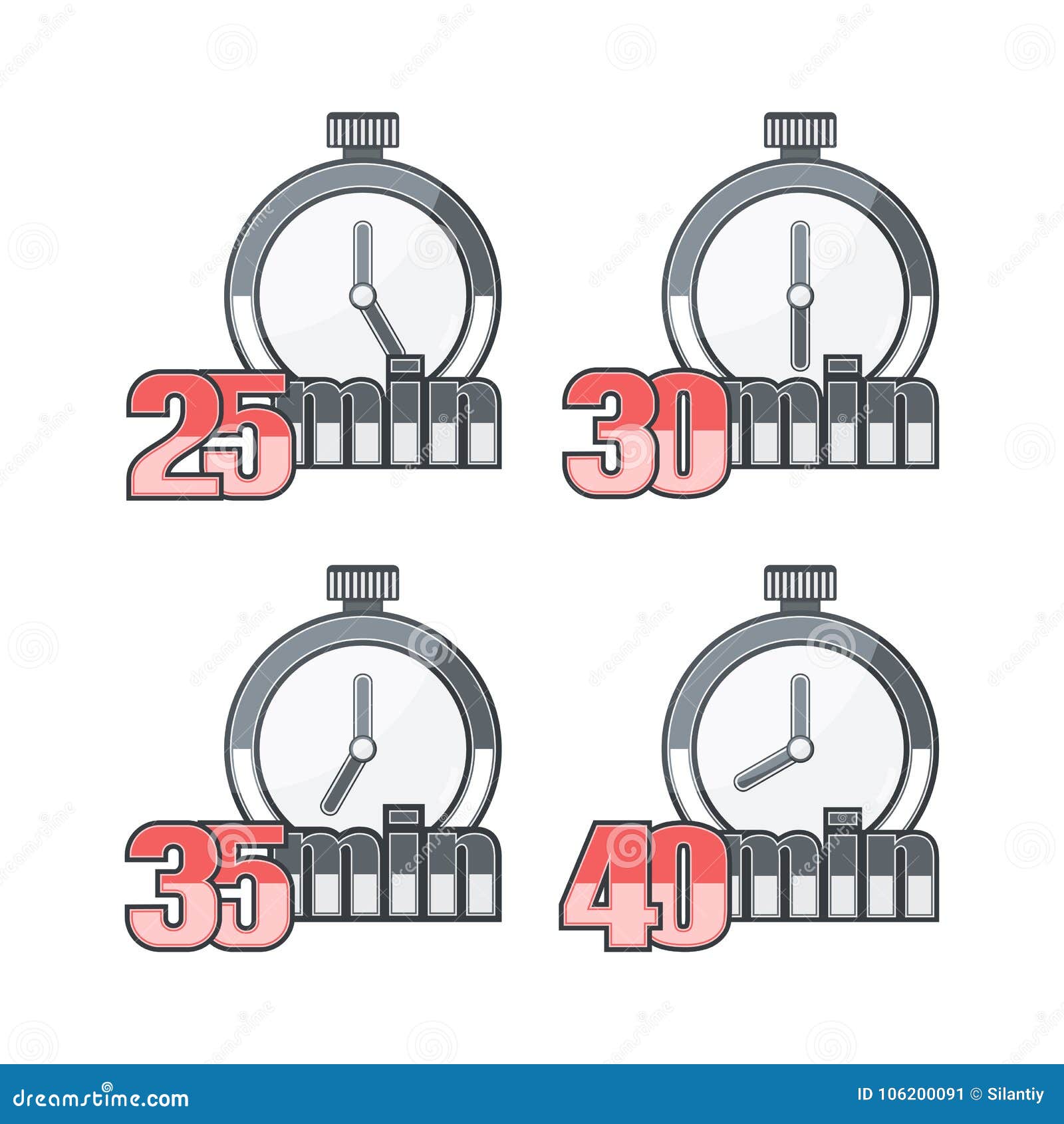 Four timers in set stock vector. Illustration of badge - 106200091
