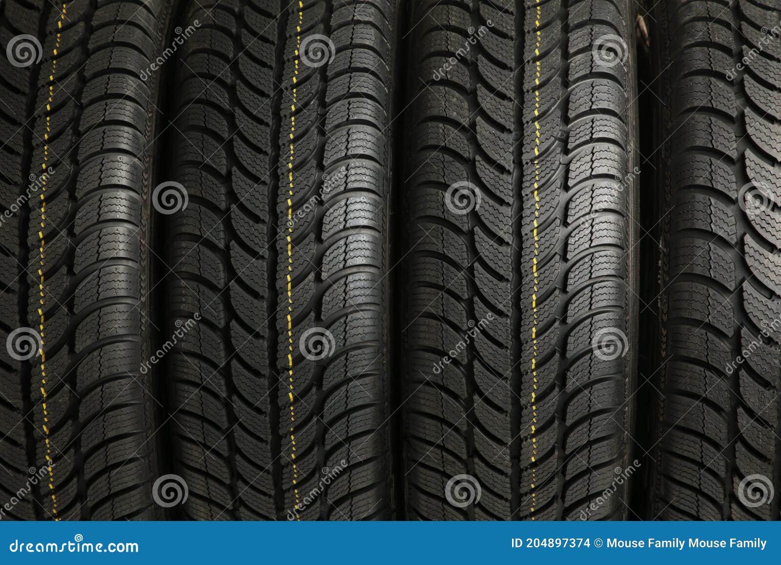 Four Tires Stack Background. Selective Focus. Top View Stock Photo ...