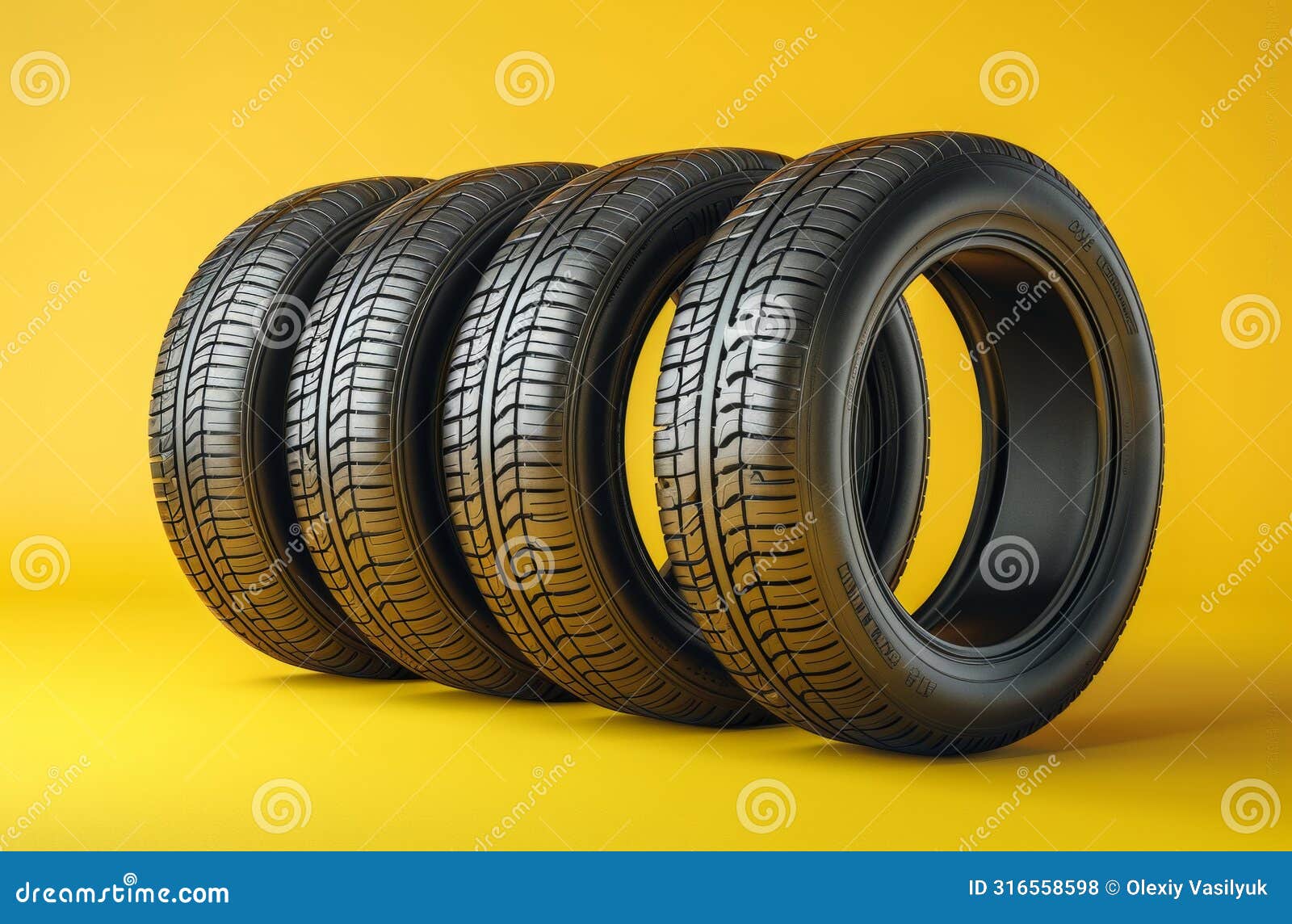 Four Tires Stacked on Top of One Another. Generative AI Stock Photo ...
