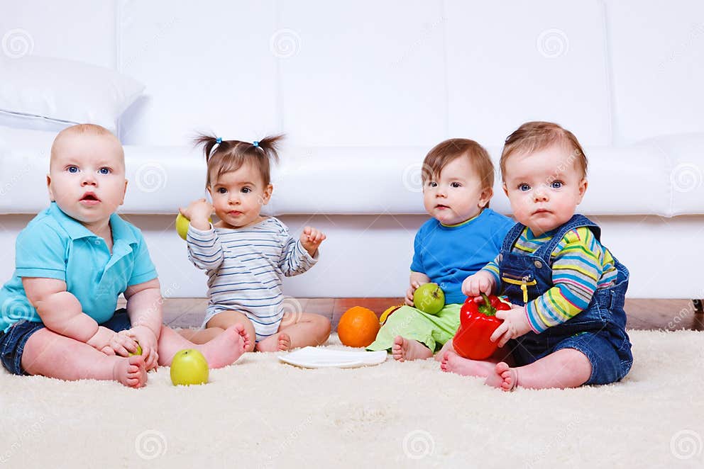 Four toddlers stock photo. Image of home, babies, caucasian - 19066802