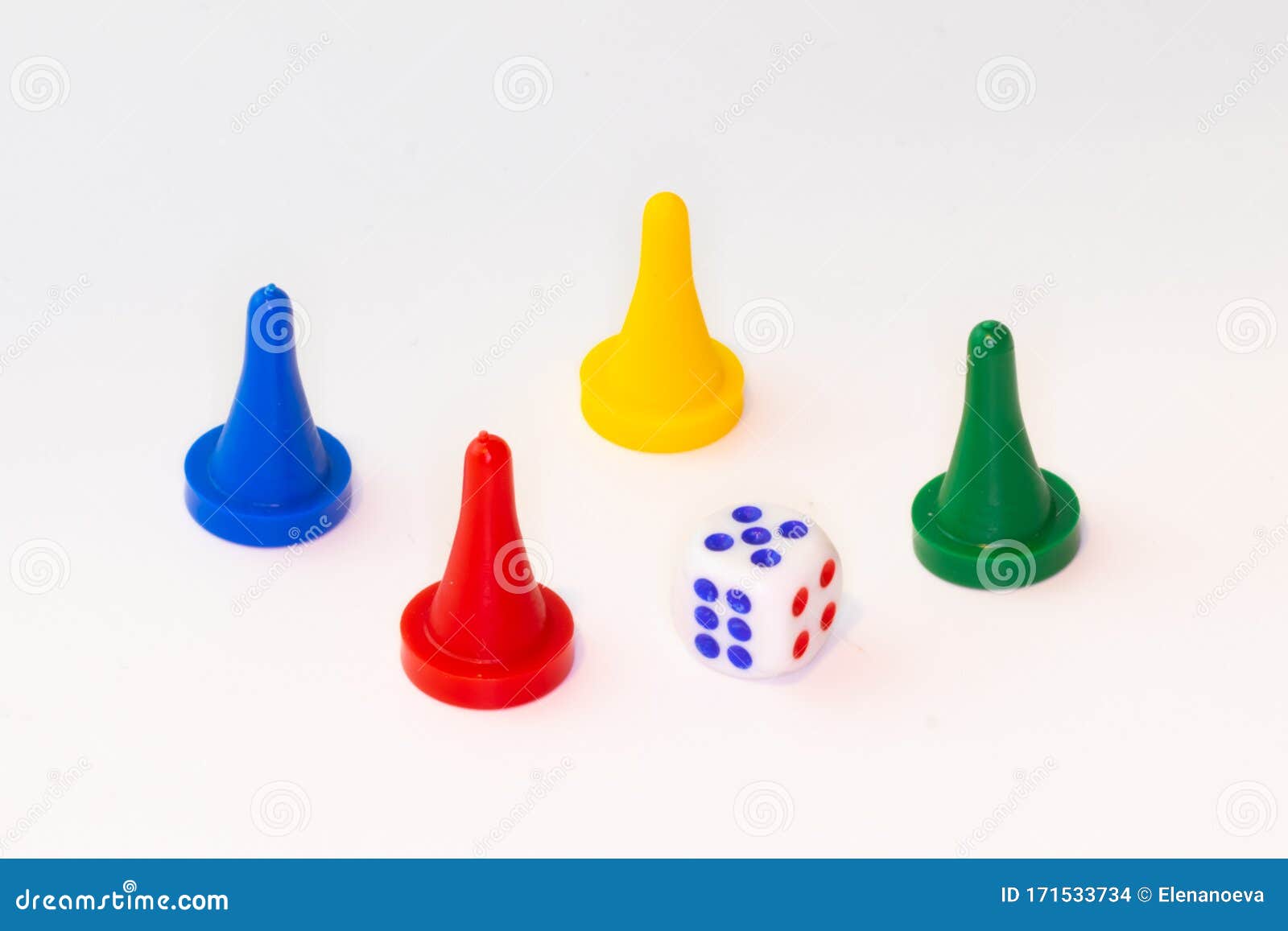 Four Tokens with Dice on White Background Stock Photo - Image of ...