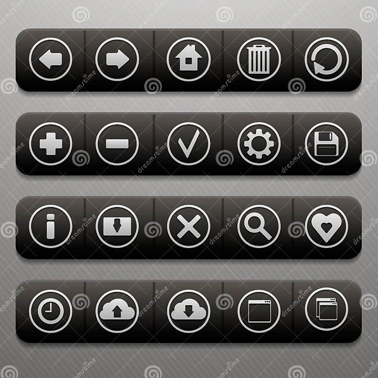 Four Toolbars with Twenty Icons for Web Site Stock Vector ...