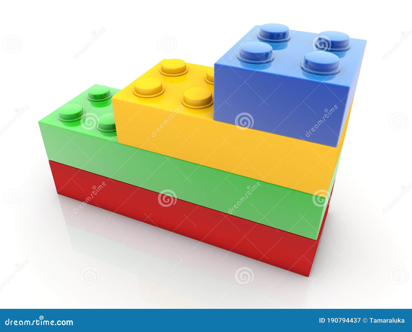 Four Toy Bricks of Different Sizes Stacked on Top of Each Other in ...
