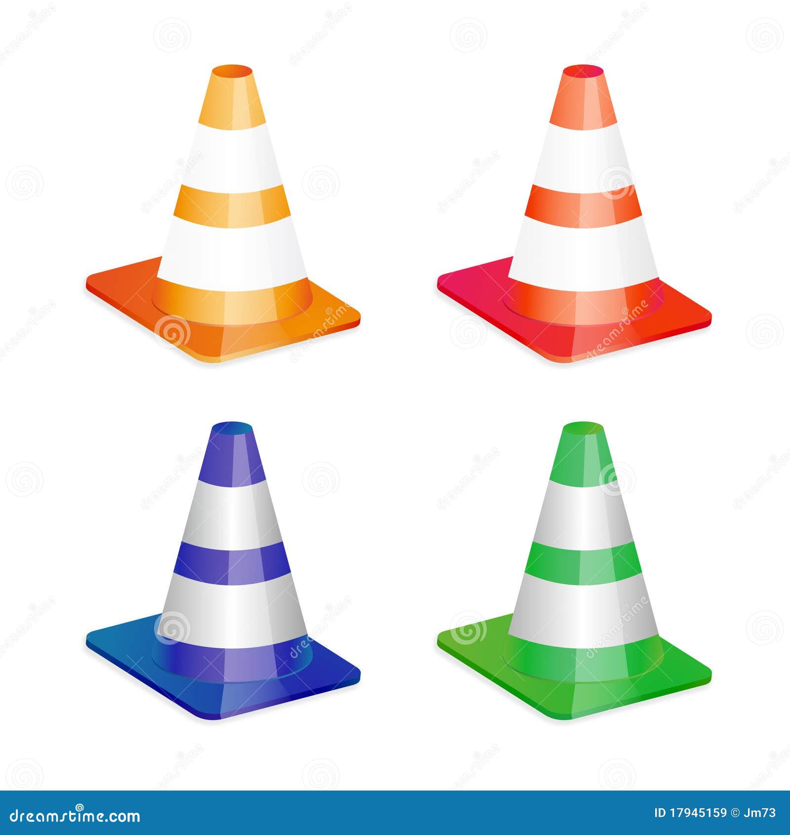 Four traffic cone icons stock vector. Illustration of boundary - 17945159