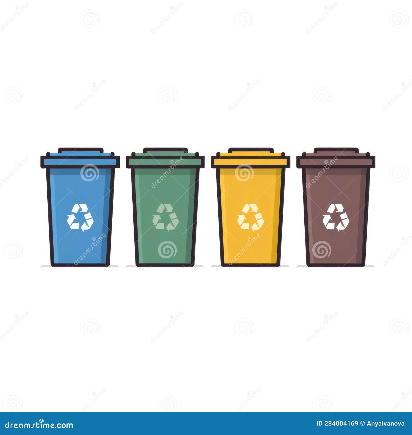 Four Trash Cans with Recycleable Symbols on Them. Generative AI Image ...