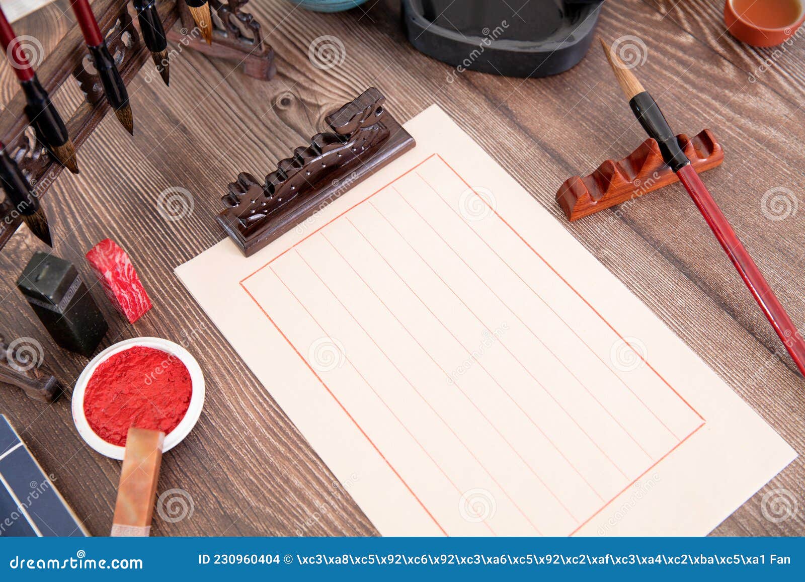 Four Treasures of Chinese Calligraphy Stock Photo - Image of brush ...