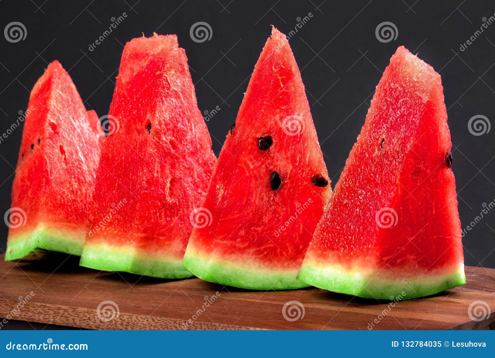 Four Triangular Wedges of Watermelon Stock Image - Image of fruit ...