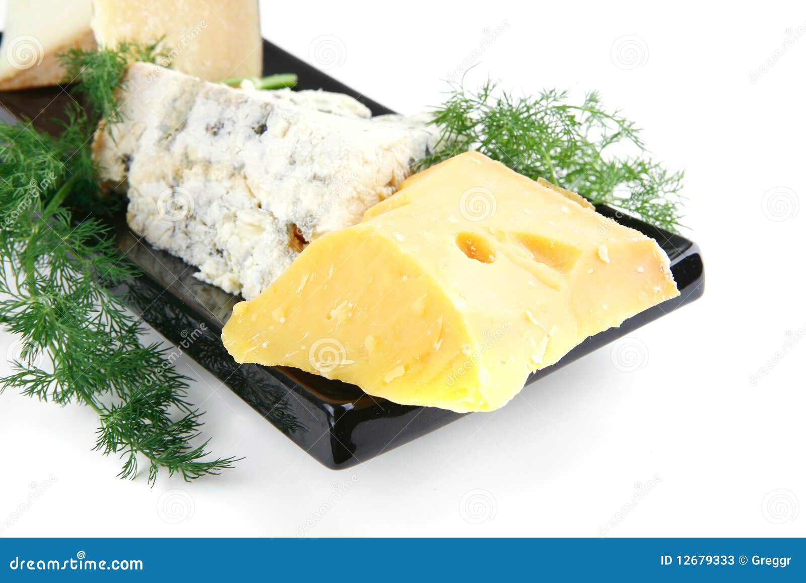 Four Type of Cheeses on Plate Stock Image - Image of isolated, dairy ...
