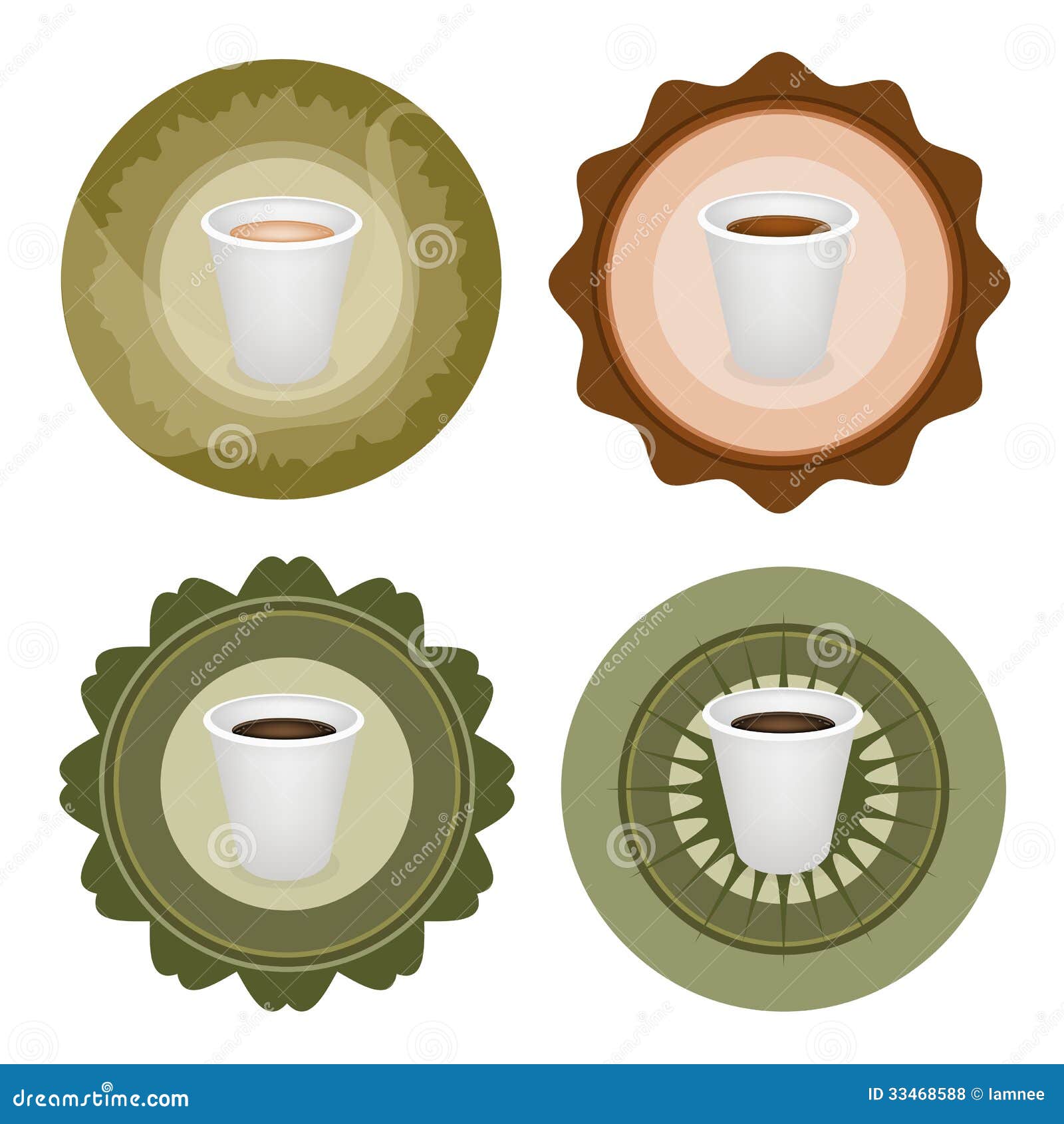 Four Type of Coffee in Disposable Cups Label Stock Vector ...