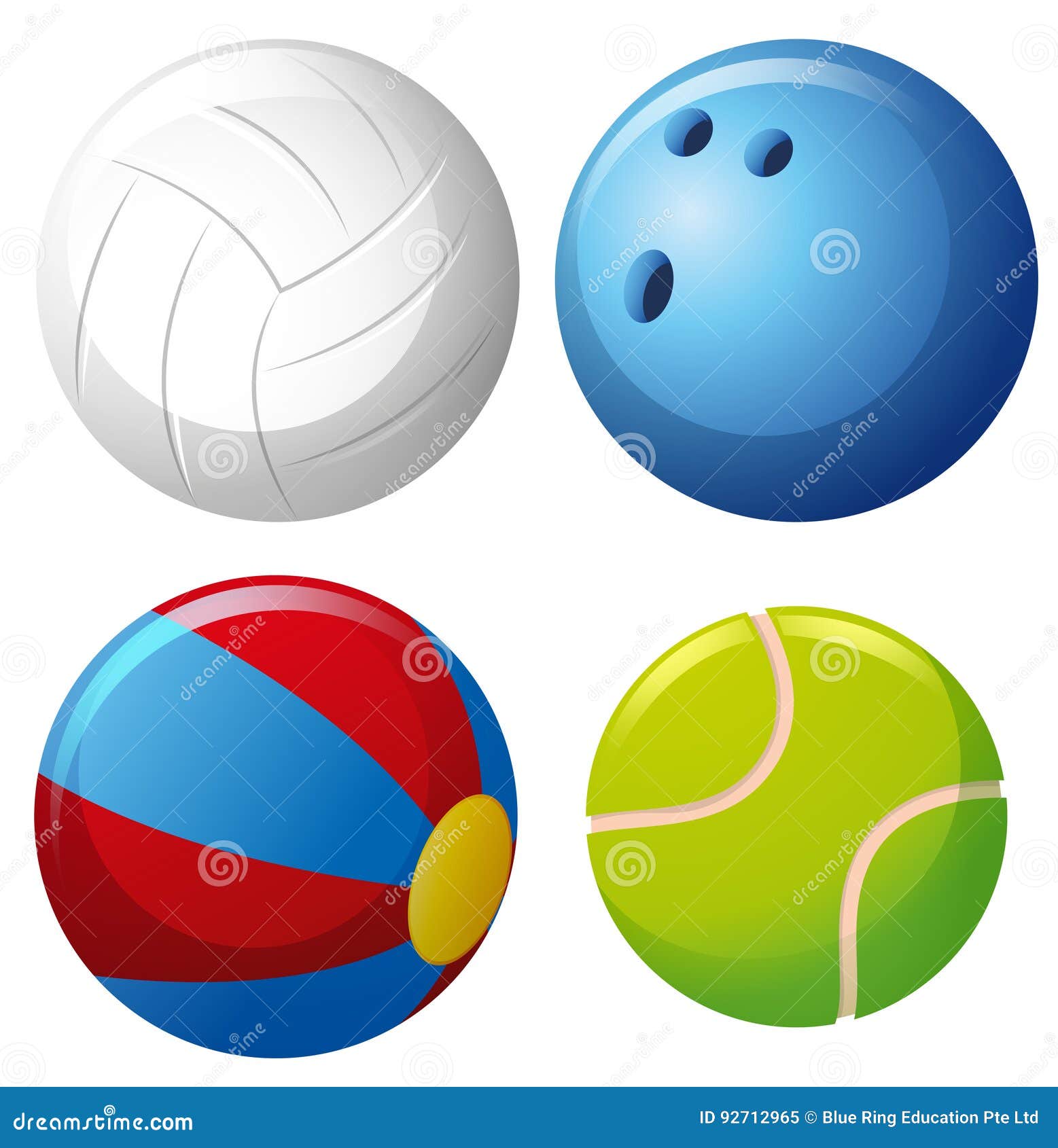 Four types of balls stock illustration. Illustration of white - 92712965