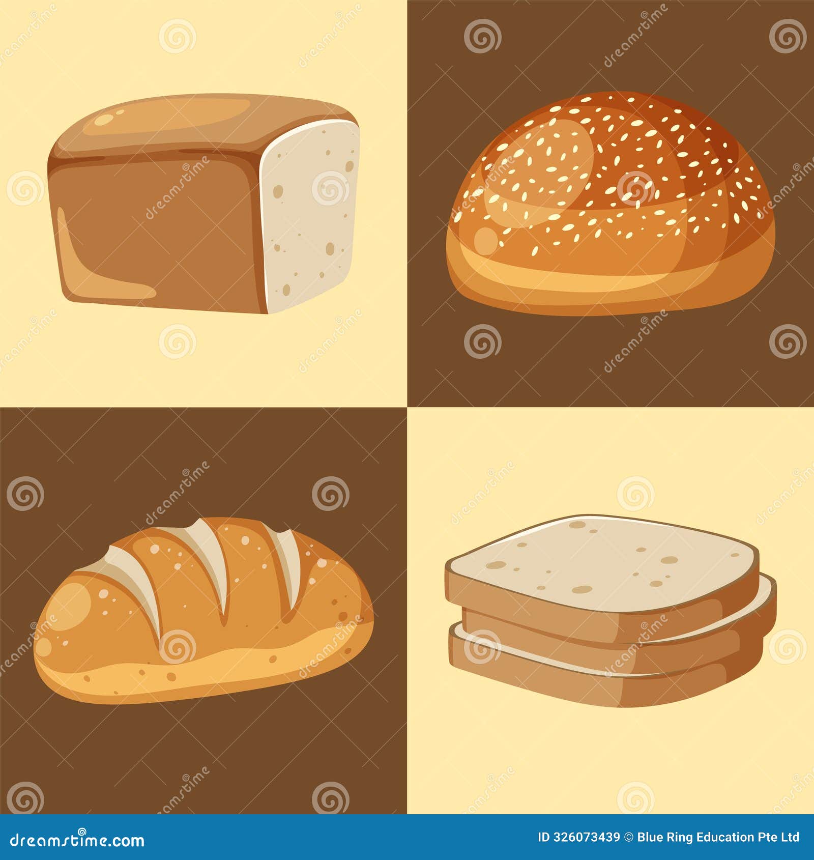 Four types of bread stock vector. Illustration of meal - 326073439
