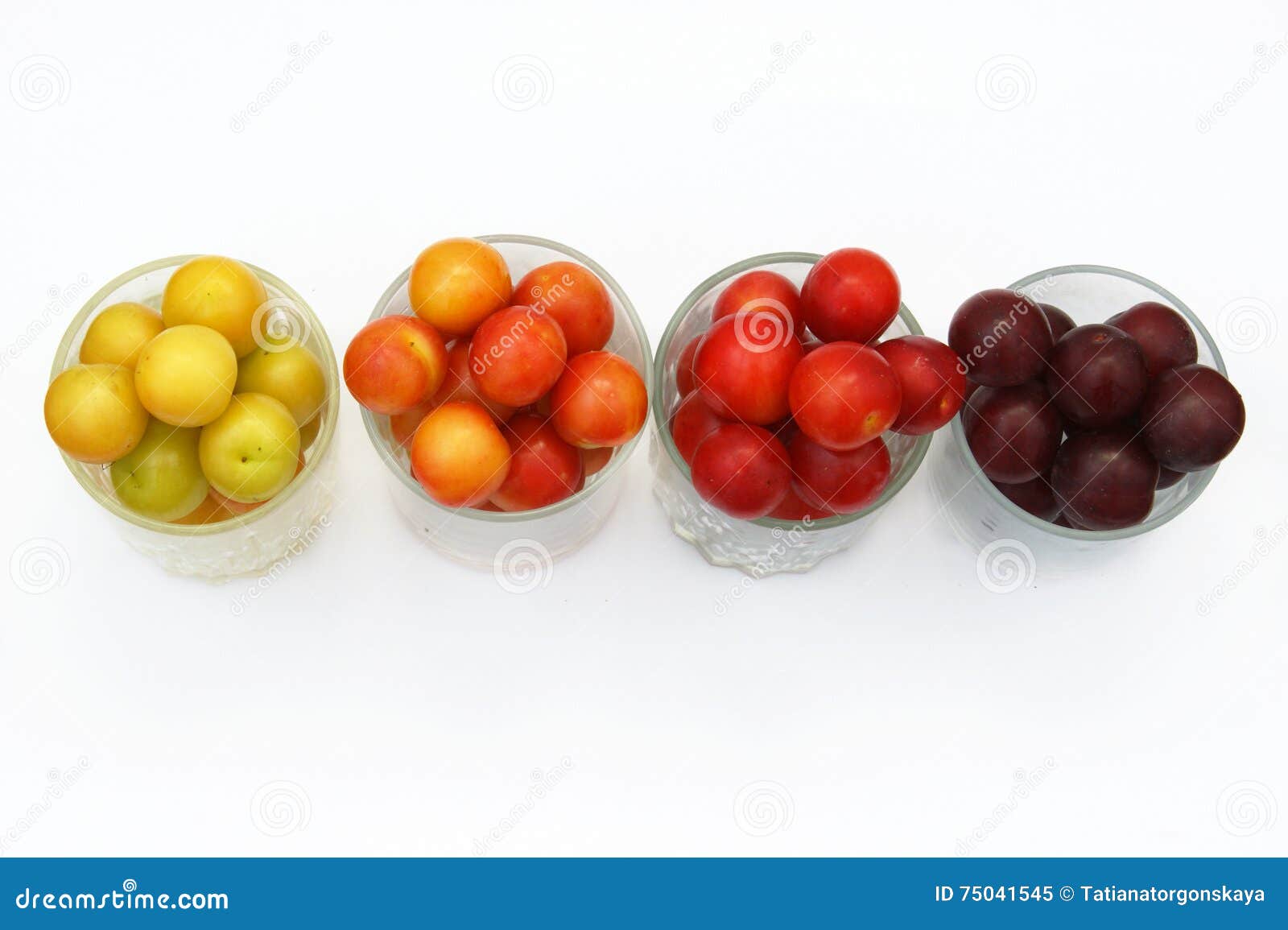 Four types of cherry-plums stock image. Image of fresh - 75041545