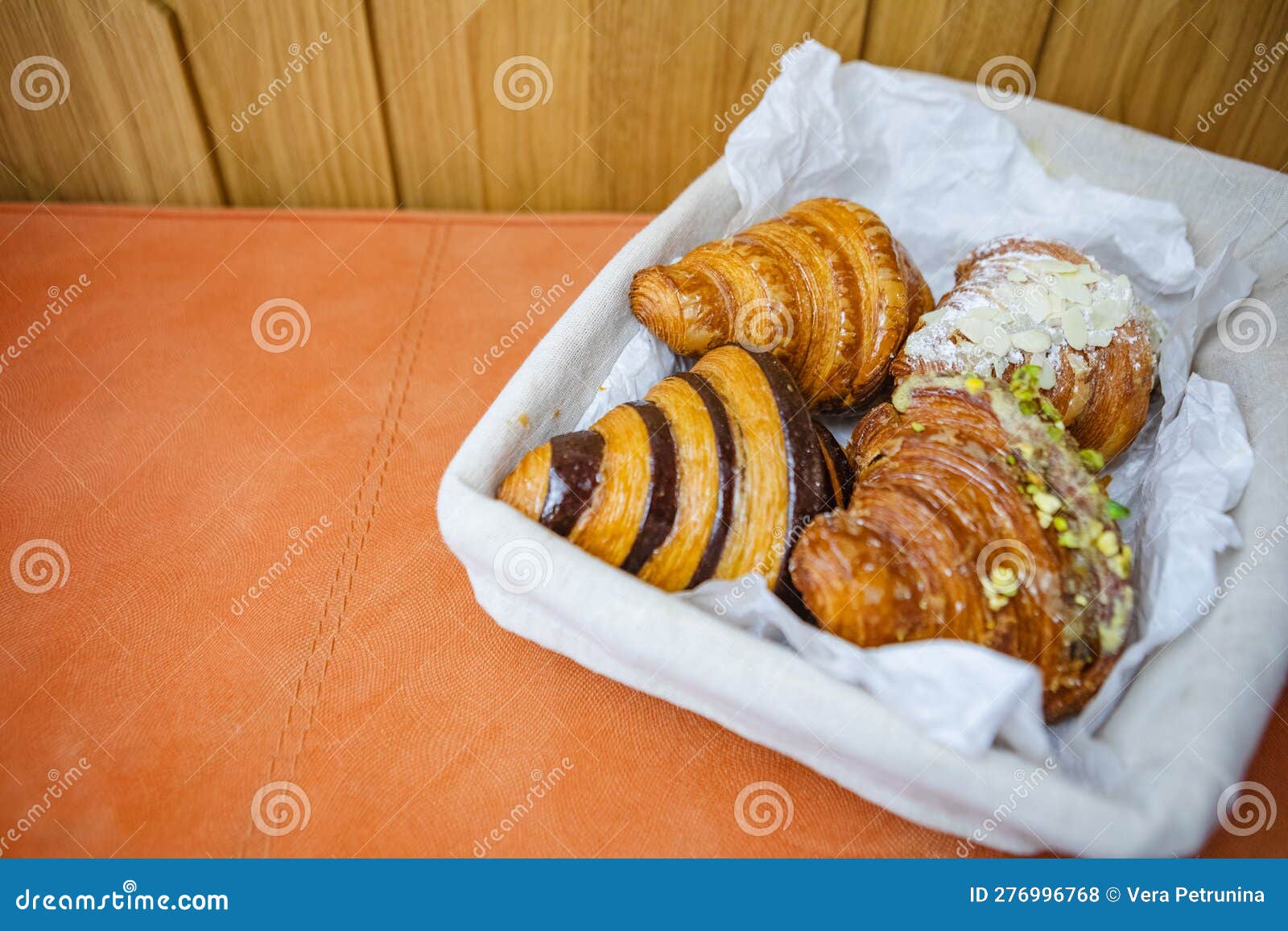 Four Types of Croissants in a Basket Stock Photo - Image of appetizing ...