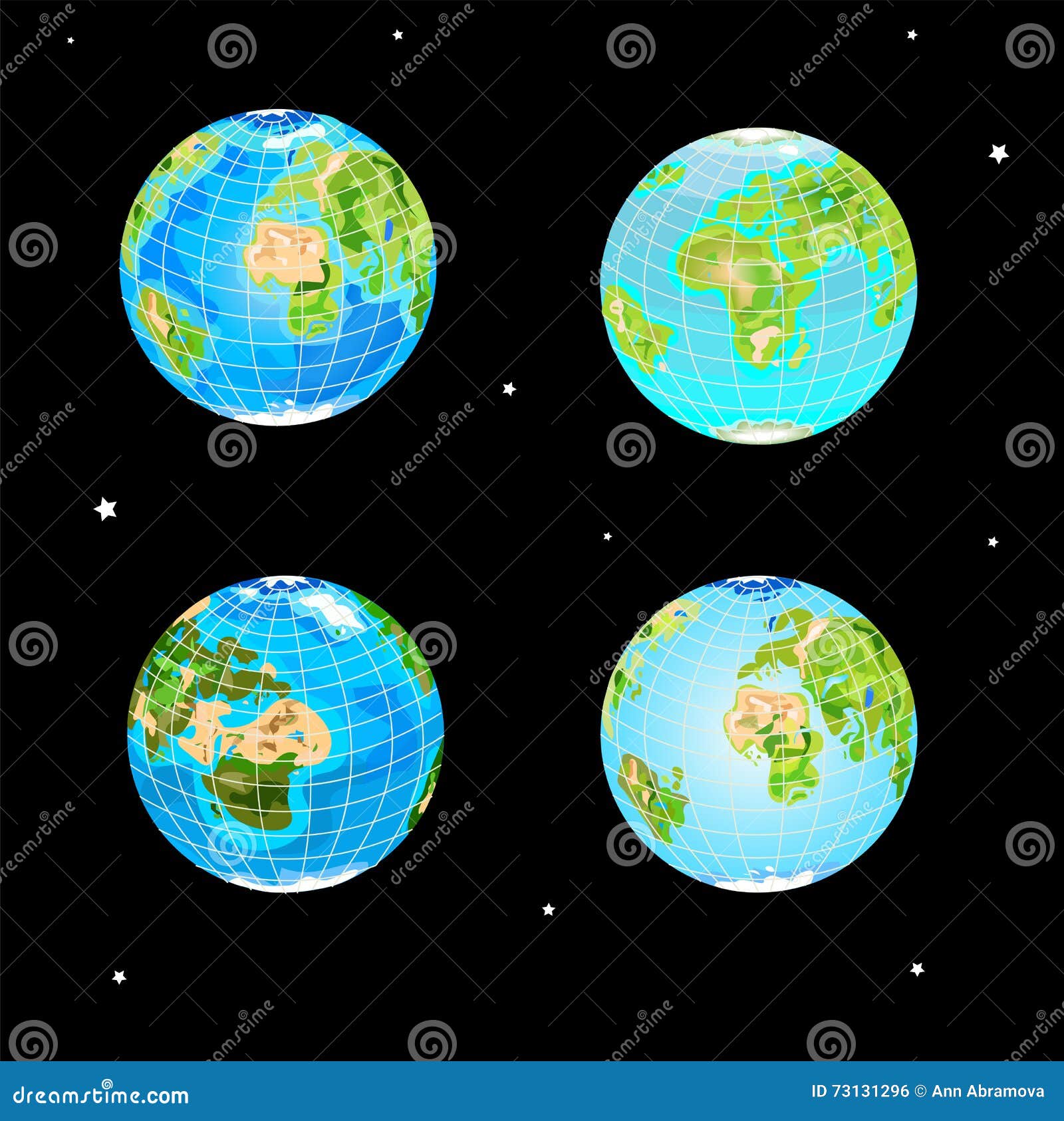 Four Types of the Globe for Design Stock Vector - Illustration of ...