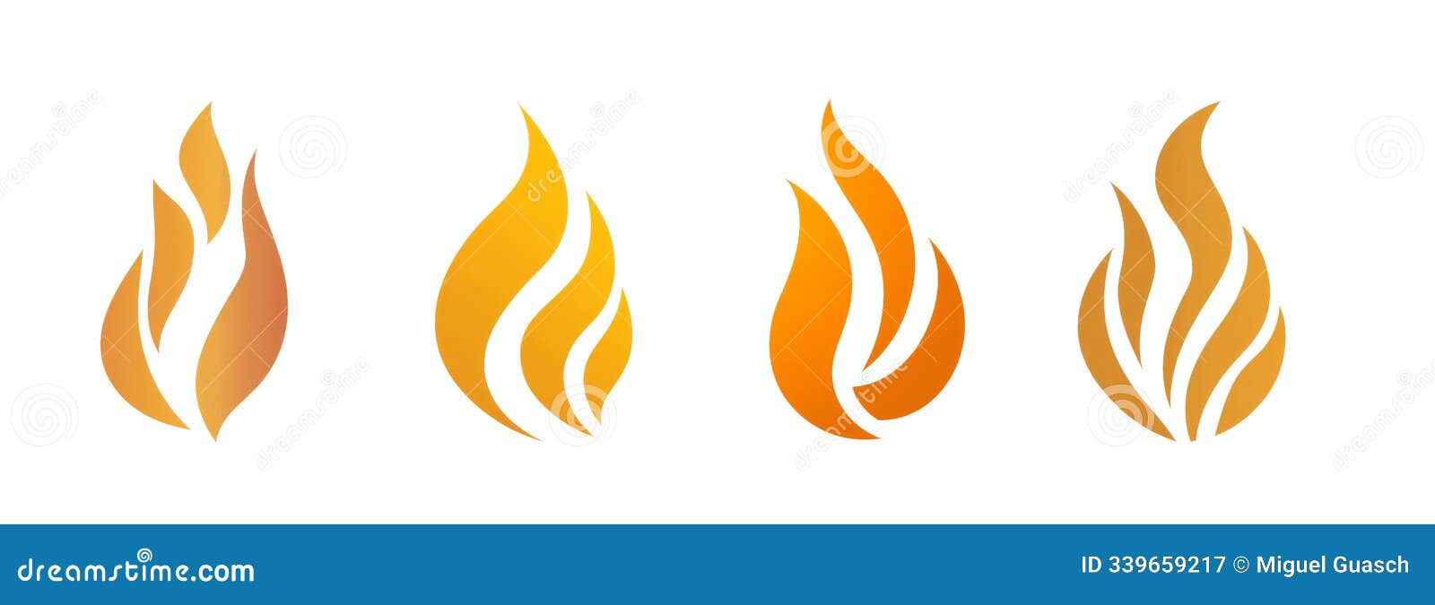 Four Types Illustration with Different Flames on White Background Stock ...
