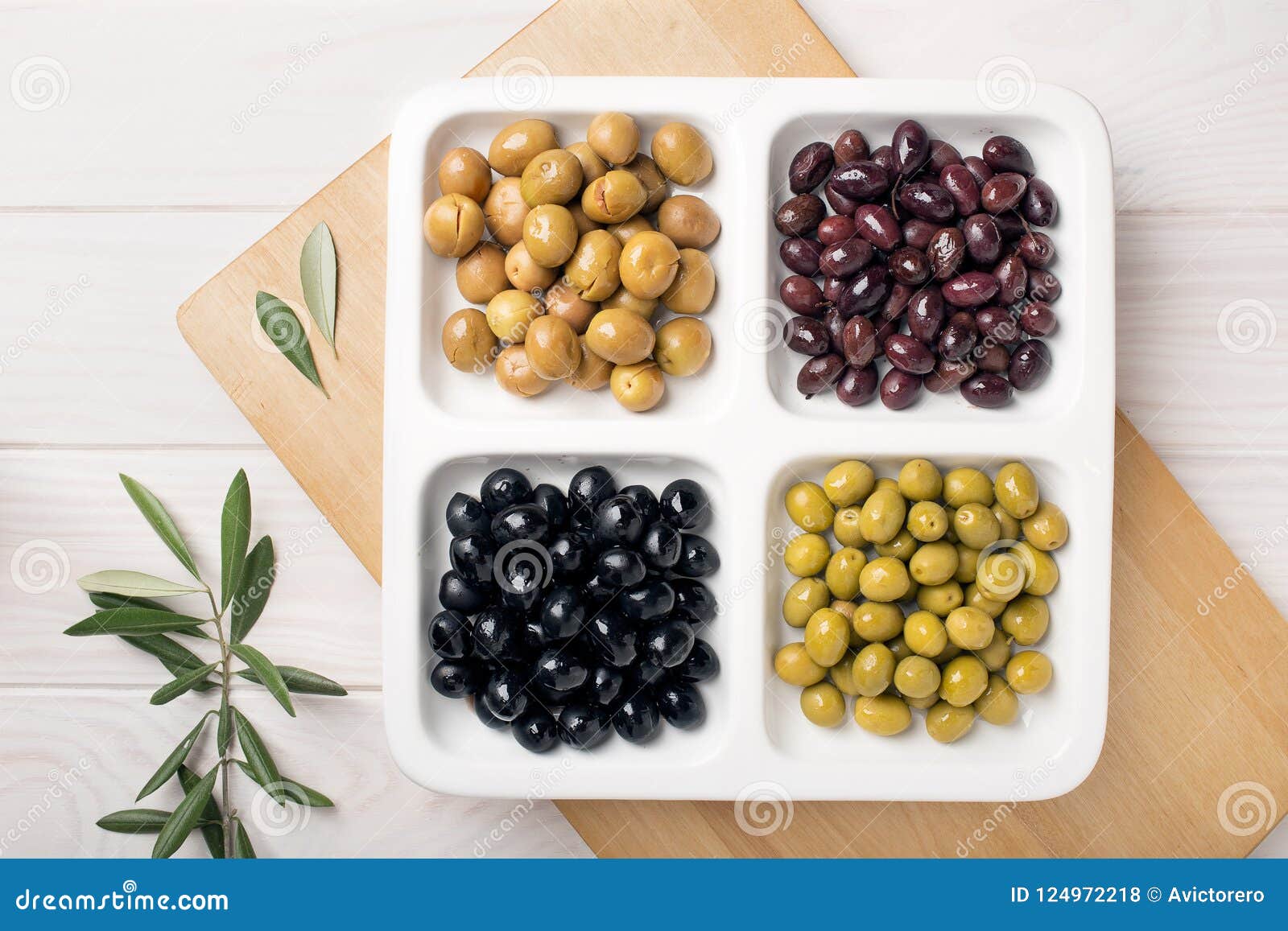 Four types of olives stock photo. Image of black, organic - 124972218