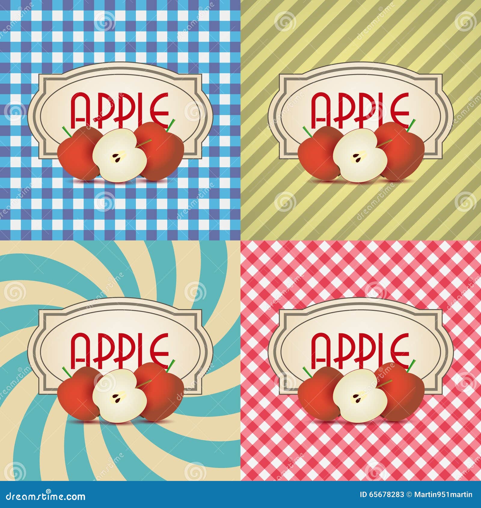 Four Types of Retro Textured Labels for Apple Products Stock Vector ...