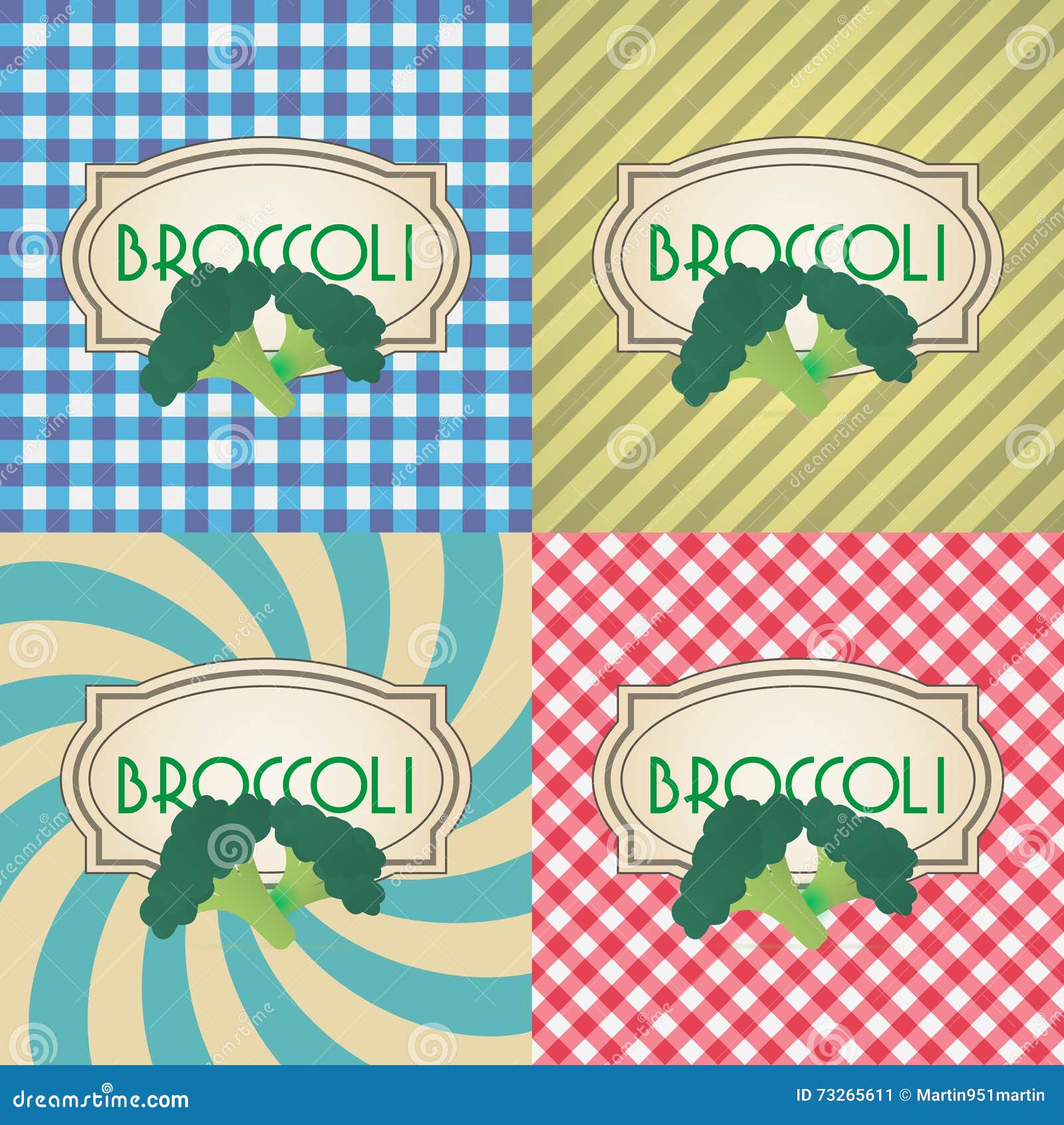 Four Types of Retro Textured Labels for Broccoli Eps10 Stock Vector ...